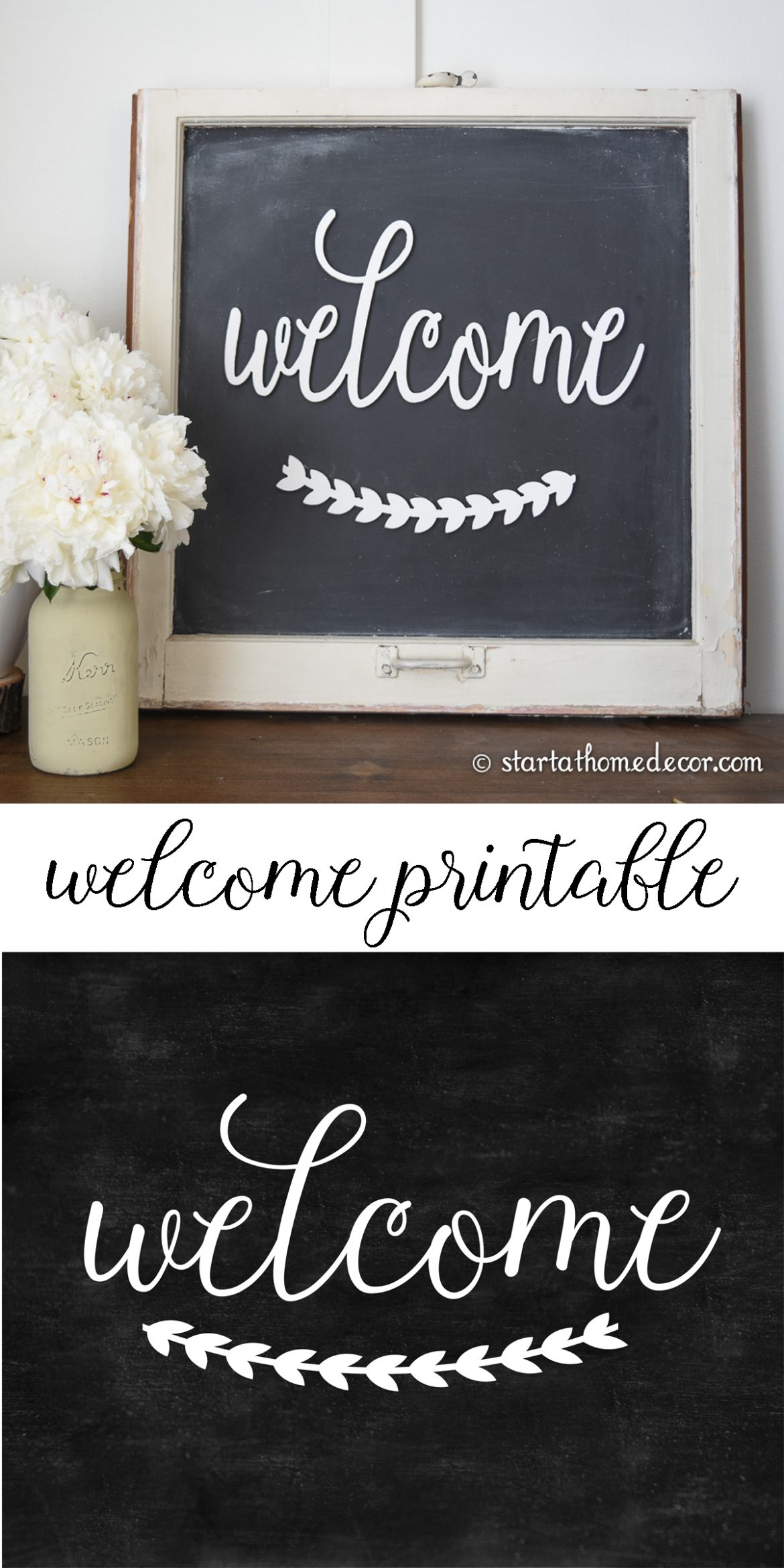 DIY Chalkboard Welcome Sign with Free Printable - Start at Home Decor
