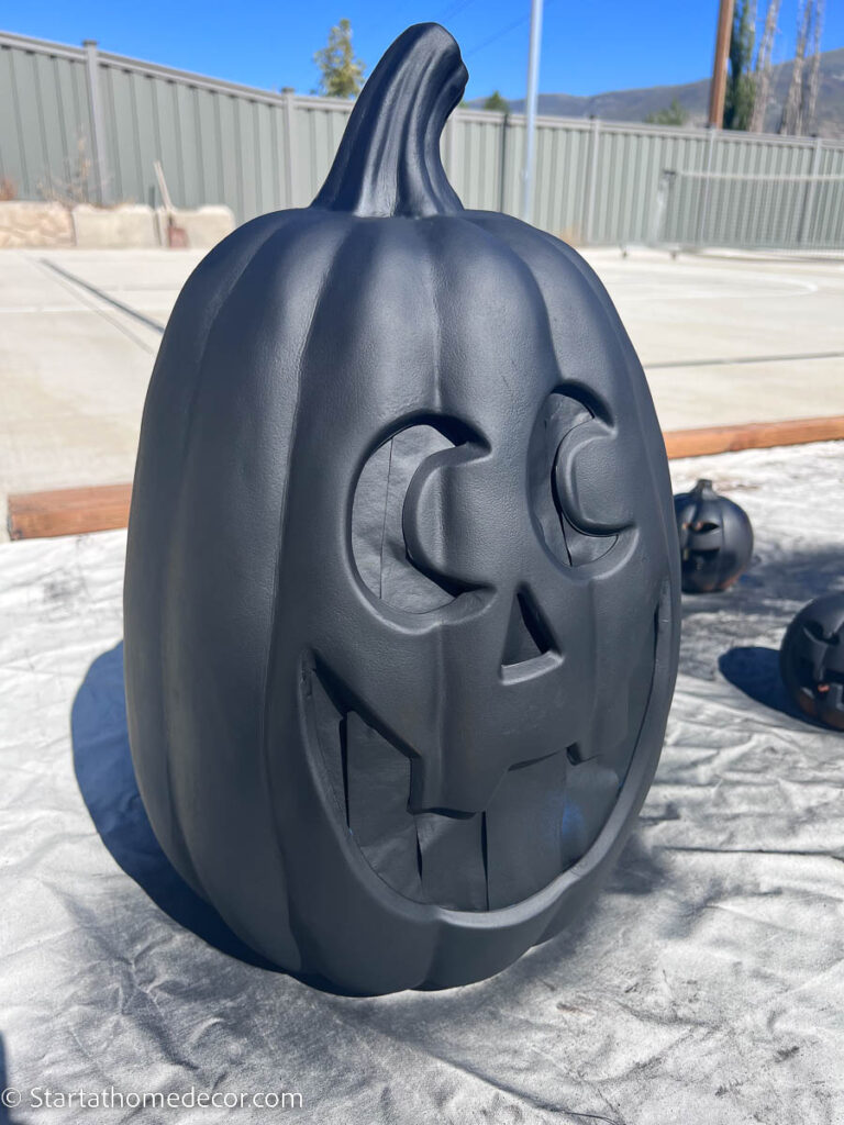 Affordable Painted Black Pumpkin Idea for Halloween - Brooke Nicole Larsen