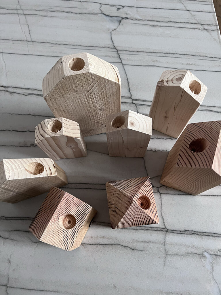 How to Create Wooden Candlestick Holder Houses - Brooke Nicole Larsen