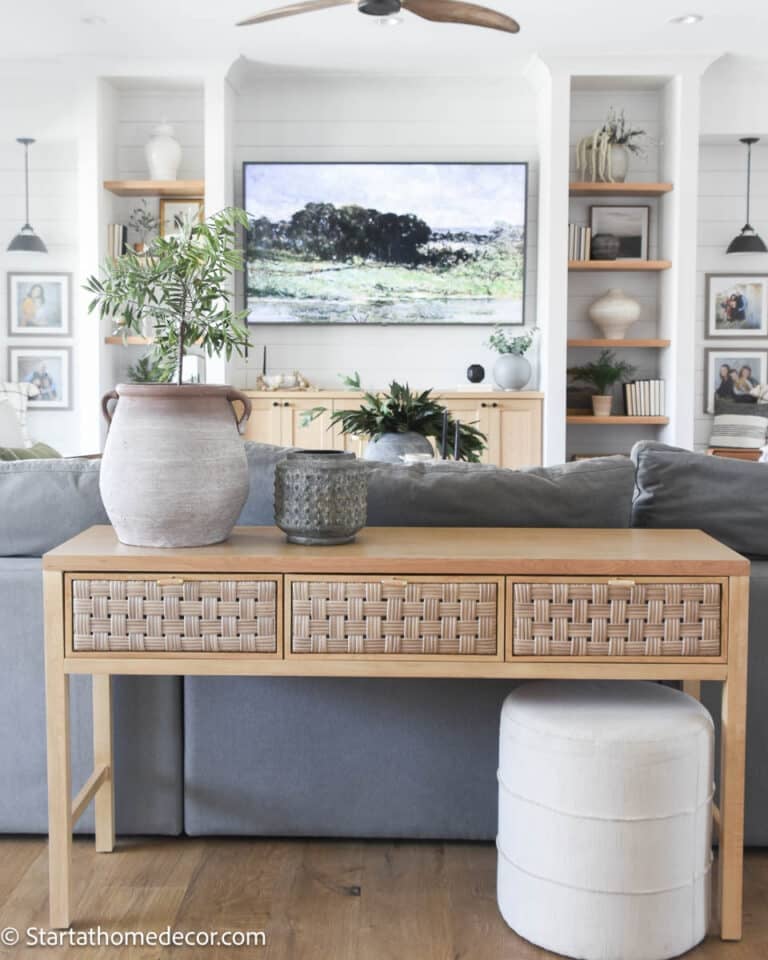 5 Creative Ways to Decorate a Sofa Table Behind a Couch - Brooke Nicole ...